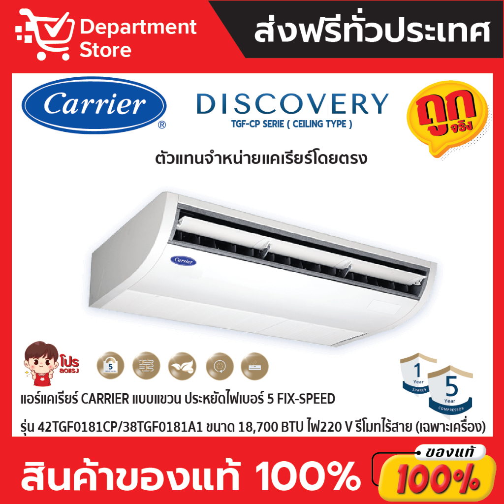 แอร์แคเรียร์ CARRIER แบบแขวน FIX SPEED ประหยัดไฟเบอร์ 5 รุ่น TGF-CP SERIES | Shopee Thailand