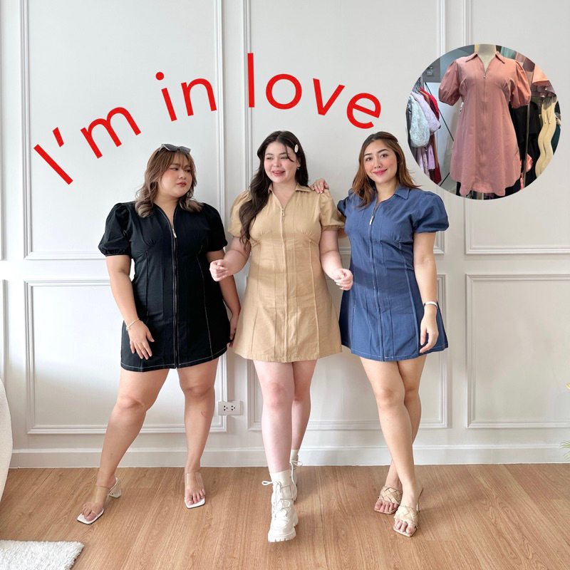 (MTNWHMG ลด 60.-) 22-23Lady M ｜สีใหม่มาแล้ว!! เดรสสาวอวบผ้าฝ้ายไซส์ใหญ่ คอวี แขนจั๊มพอง สวยหวาน ...