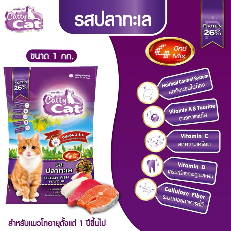 Catty Cat รสปลาทะเล 1 kg. อาหารแมวโต 1 ปีขึ้นไป | Shopee Thailand