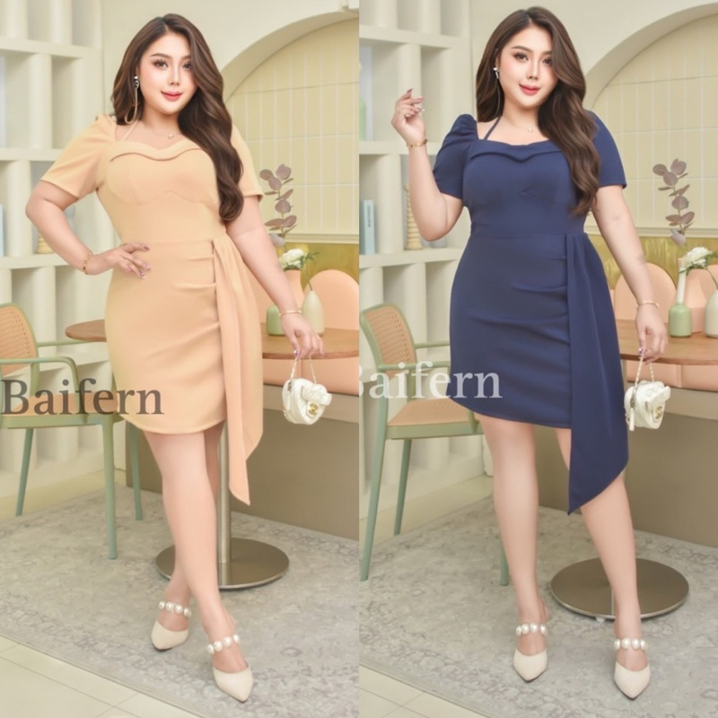 Janny เดรสสาวอวบ Bigsize Plussize XXL ชุดออกงาน ชุดราตรี ผ้ามิลิน | Shopee Thailand