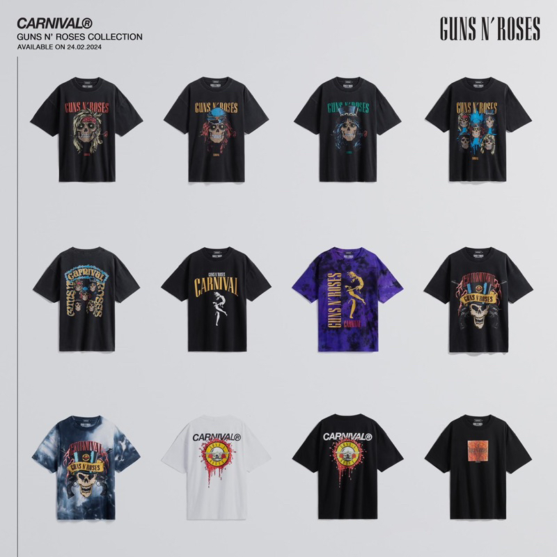 (พร้อมส่ง) ของแท้ 100% CARNIVAL® x Guns N' Roses Collection OVS T-shirt | Shopee Thailand