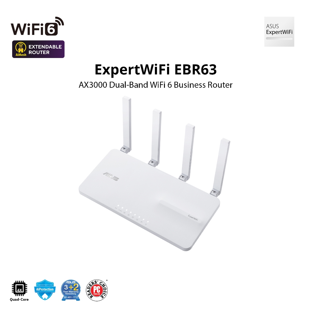 ASUS ExpertWiFi EBR63 (AX3000), All-in-One Access Point with Router ...
