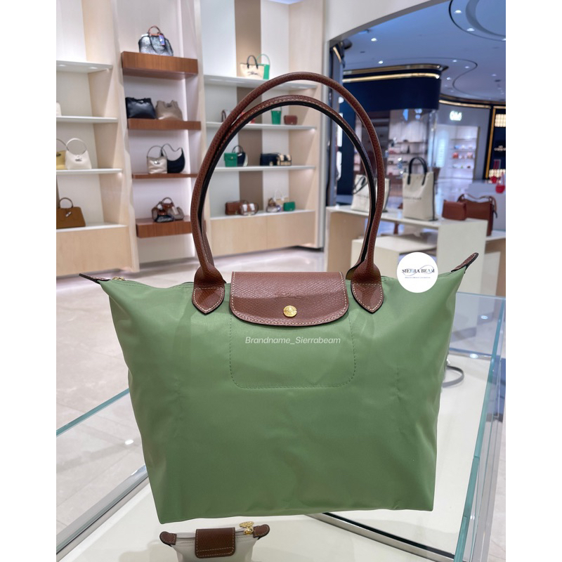 Longchamp Le Pliage Classic Collection สีชาเขียว (Lichen) หูสีน้ำตาล ...