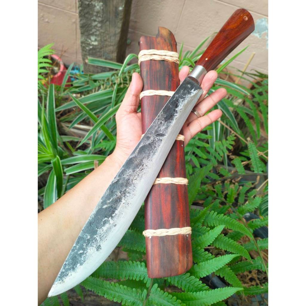 มีดควาญ มีดอีเหน็บ E-Nep มีดเดินป่า มีดสนาม มีดแคมป์ 12.2” SUP9 ผิวไฟ ด้ามฝักพะยูง คอเลส หมุด ...