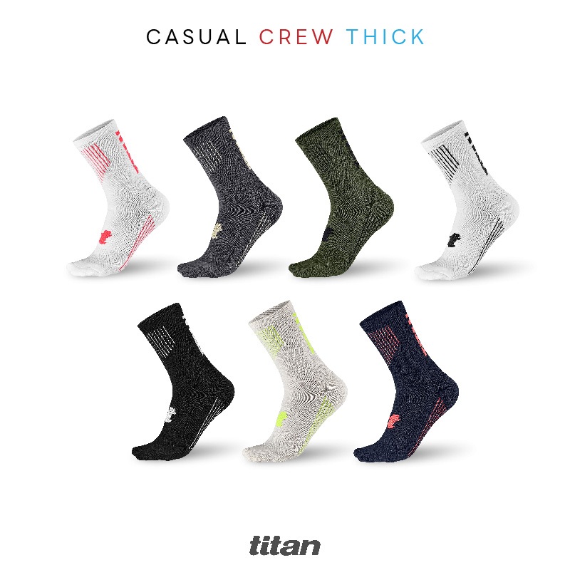 TITAN CASUAL SOCKS CREW THICK | ถุงเท้าวิ่งแบบหนา | Shopee Thailand