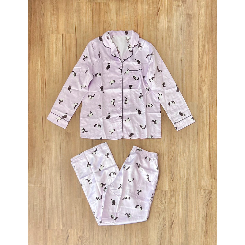 gu pajamas set mม่วงพาสเทล | Shopee Thailand