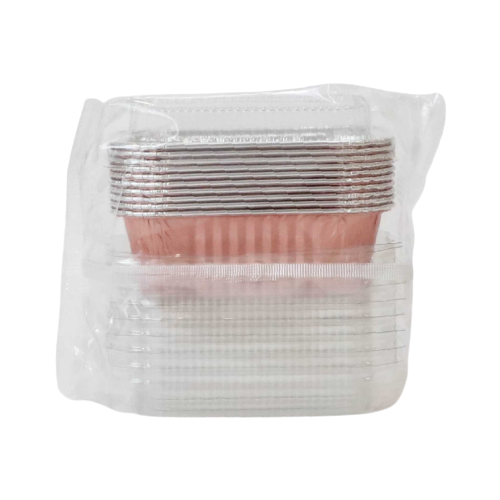 ถาดฟอยล์เหลี่ยม Rose Gold SS (4004) พร้อมฝา เทียบเท่า 4618-P (10ชุด/แพ ...