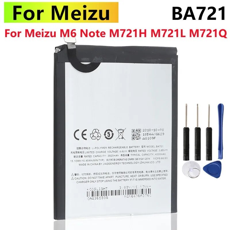 แบตเตอรี่ BA721 ของแท้ สำหรับสมาร์ทโฟน M721Q Meizu Meilan Note 6 M6/ ความจุแบตเตอรี่ 3920mAh ...