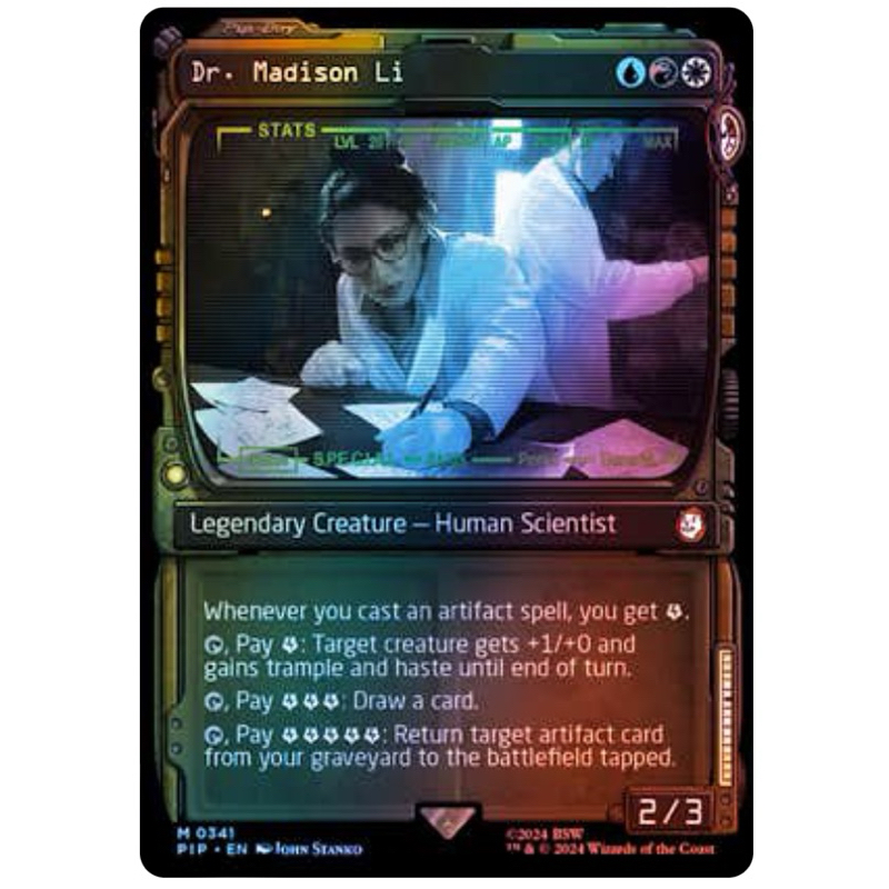 Universes Beyond: Fallout Variants Foil: Dr. Madison Li (0341 - Pip-Boy ... Universes Beyond: Fallout Variants Foil: Dr. Madison Li (0341 - Pip-Boy ...