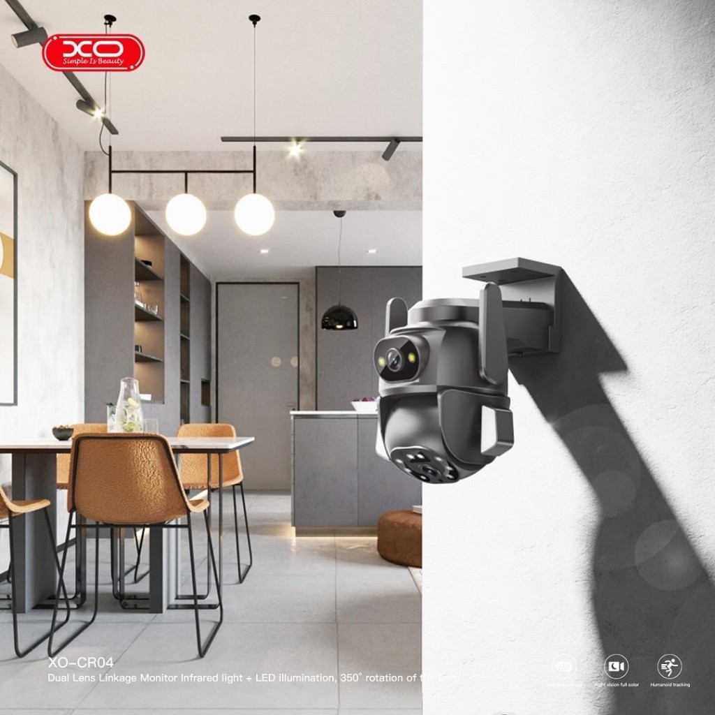 กล้องวงจรปิด XO-CR04 Robot 400W Pixel Dual Screen Outdoor Dome Camera รองรับ wireless2.4G แสง ...