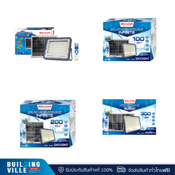 RACER โคมฟลัดไลท์โซลาร์เซลล์ SOLAR LED FLOODLIGHT MAX BEAM 6500K (60W,100W,200W,300W) | Shopee ...