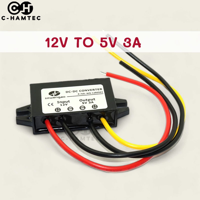 ตัวแปลงไฟ 12V 24V เป็น 5V 3A 5A 10A 20A กันน้ำ IP68 สำหรับรถยนต์ รถจักรยานยนต์ เรือ | DC 12V/24V ...