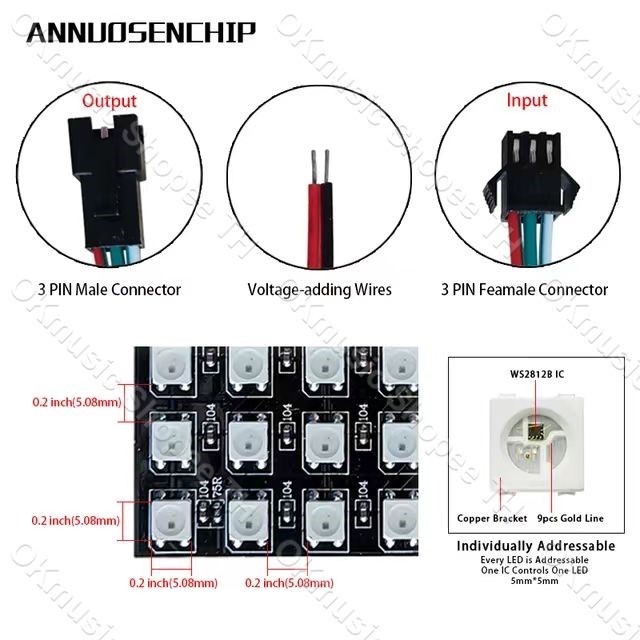 DC 5V WS2812B แผงไฟดิจิทัล RGB Led พิกเซล 8x8 16x16 8x32 หน้าจอยืดหยุ่น ...