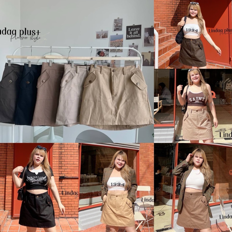 Linn กระโปรงกางเกง (รุ่นกระเป๋าคู่) กระโปรงสาวอวบ เอว32-46นิ้ว | Shopee Thailand