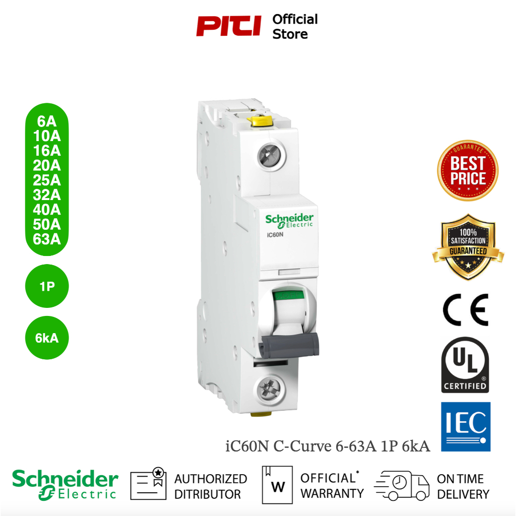 Schneider MCB A9F74125 25A 1P iC60N C-curve Acti9 Miniature Circuit Breaker เซอร์กิตเบรกเกอร์ ...