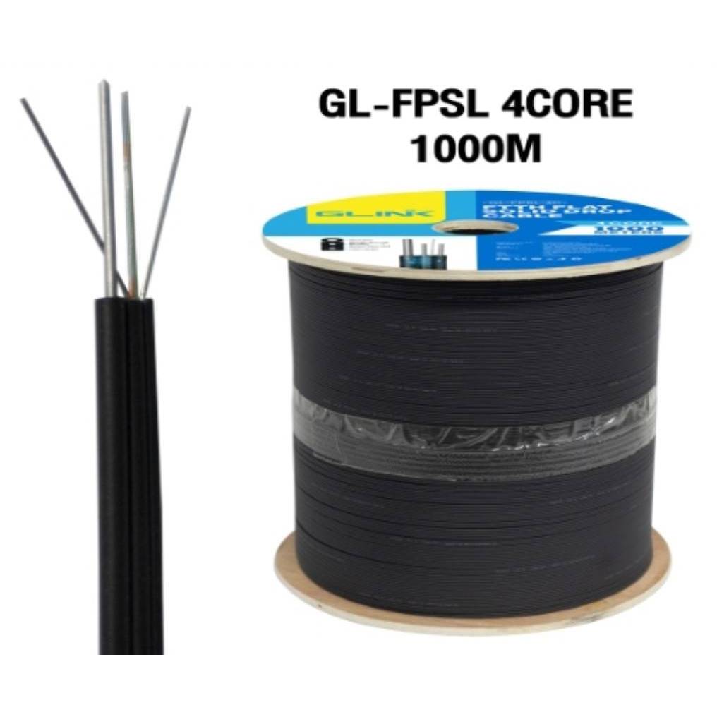 สายไฟเบอร์ออฟติก 4 คอ มีสลิง 1,000 เมตร Drop wire Fiber Optic 4 Core ...