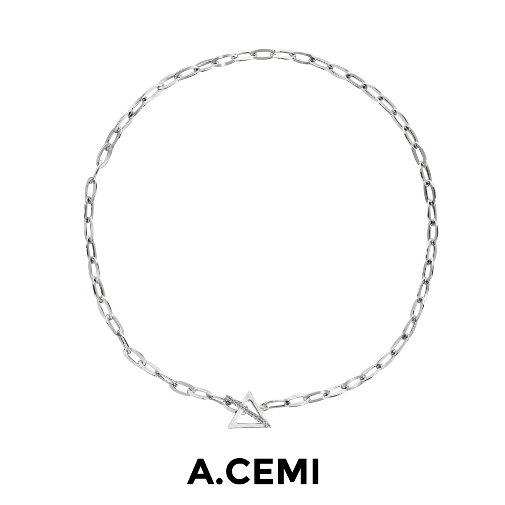 A.CEMI Triangle Choker สร้อยคอโชกเกอร์ เงินแท้ ชุบทอง 18K โรสโกลว์ ...