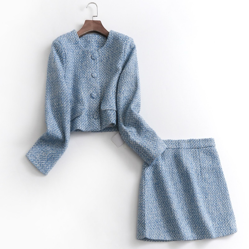 TIFFANY BLUE TWEED SET ( BLAZER / SKIRT ) | Shopee Thailand