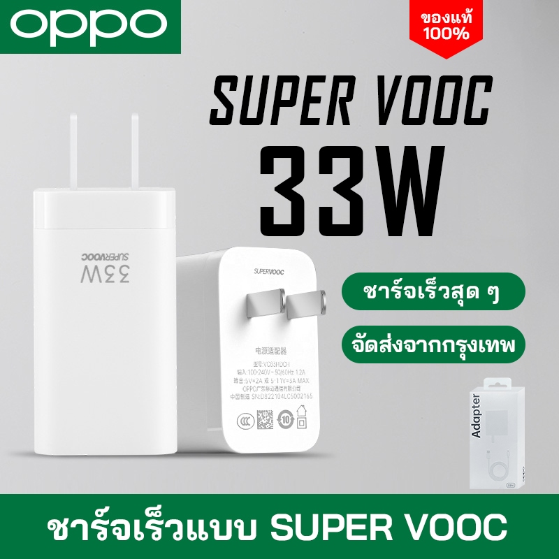 ชุดชาร์จ oppo 33W vooc สายชาร์จเร็ว Type-c สาย 1 เมตร (รับประกัน 1 ปี ...