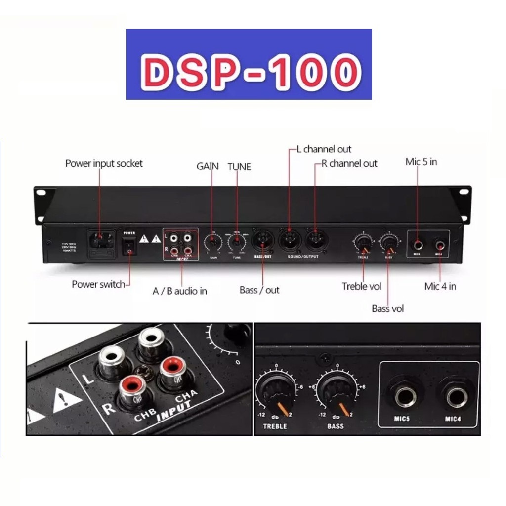 DSP-100 DSP Professional Power คาราโอเกะ-ออกแบบ Preamp 99 Digital ...