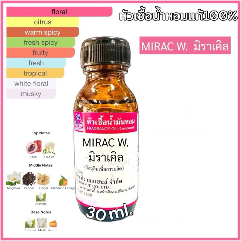 หัวเชื้อน้ำหอม 100% กลิ่น มิราเคล MIRAC W 30ml | Shopee Thailand