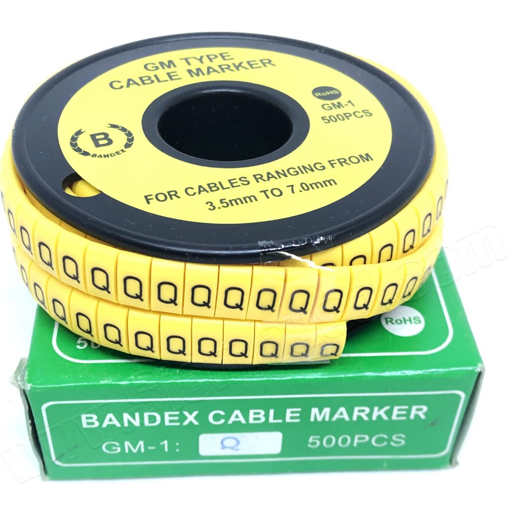 YELLOW MARKER GM-1 (500PCS/BOX) "BANDEX" (0,1,3,6,/,K,P,J,B,Q,N,X,Y,G,D ...