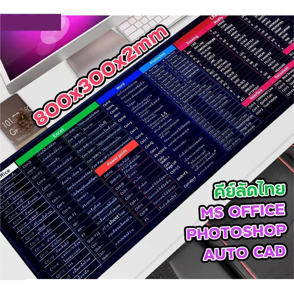 Thai Mouse Pad Shortcut Keys แผ่นรองเมาส์คีย์ลัดภาษาไทย ขนาดใหญ่ ...