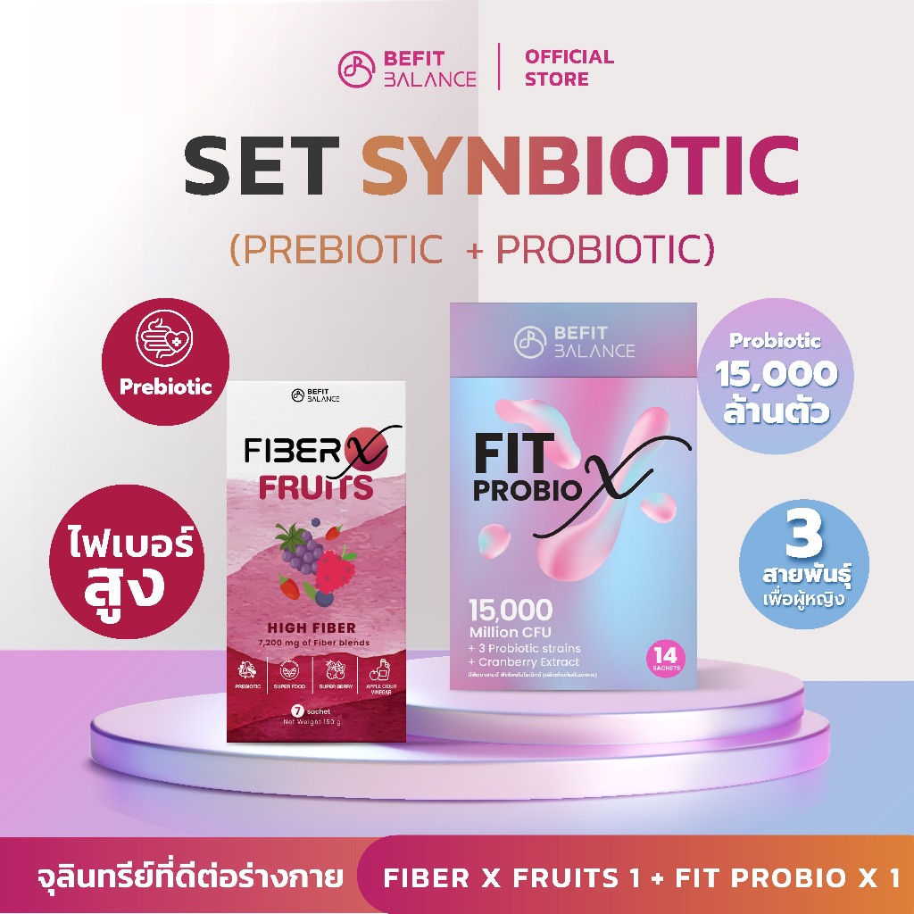 BeFitBalance Set Synbiotic Fiber X 1 กล่อง + PROBIO X 1 กล่อง โพรไบโอติ ...