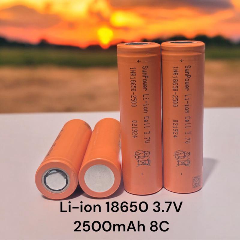 ถ่านชาร์จ SunPower INR18650 Li-ion 3.7V 2500mAh 8C แบตเตอรี่ลิเธียม ...