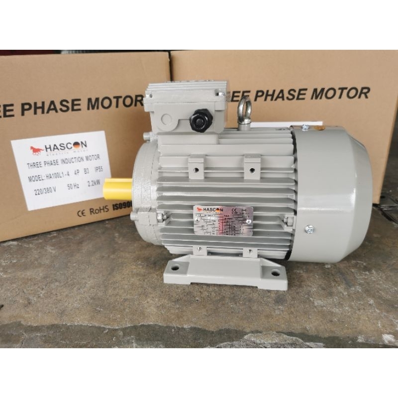 HASCON Motor 2.2kw. 3HP 4P B3 B5 380v. 3Ph มอเตอร์ 3แรง 4โพล ขาตั้ง หน้าแปลน ไฟ 380v. 3เฟส ...