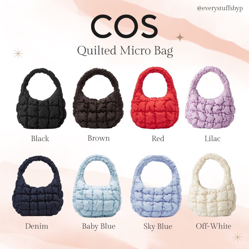 (พร้อมส่ง) COS quilted micro bag (Black/ Red/ Blue/ Off-white/ Silver ...