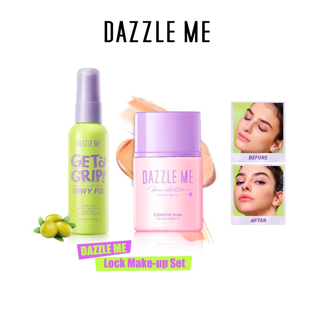 DAZZLE ME Day by Day Lock Makeup Set (Get a Grip! Makeup Setting Spray ...