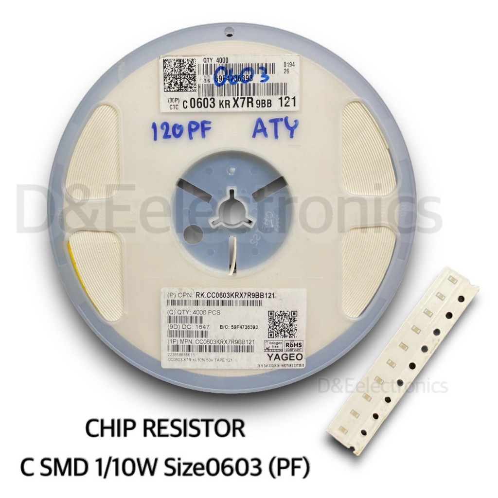 CHIP RESISTOR C SMD ชิป ตัวต้านทานขนาด 1/10w Size0603 PF-uF (จำนวน 100 ตัว) **อ่านรายละเอียดก่อน ...