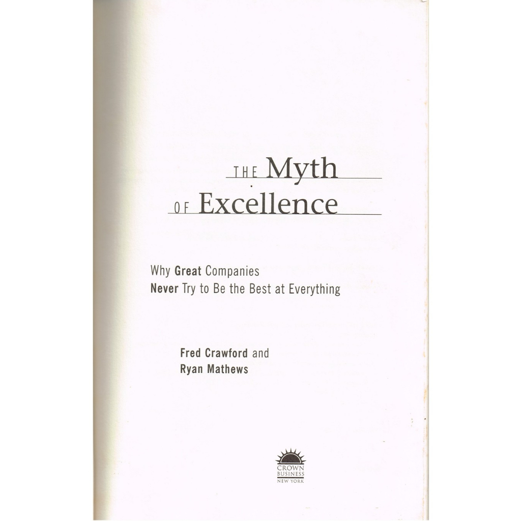 THE MYTH of EXCELLENCE by Fred Crawford & Ryan Mathews / ตำนานแห่งความ ...