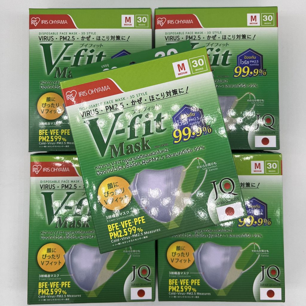 30 ชิ้น IRIS OHYAMA V-Fit Mask แท้ 100% หน้ากากอนามัย 1 กล่อง Size M ...