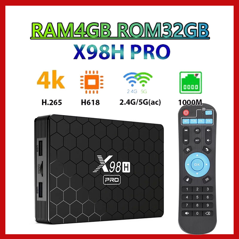 X98H PRO สมาร์ททีวีกล่อง Android 12 ALLWINNER H618 4G 32G TVBOX 2.4/5G dual Wifi6 1000M LAN BT5 ...