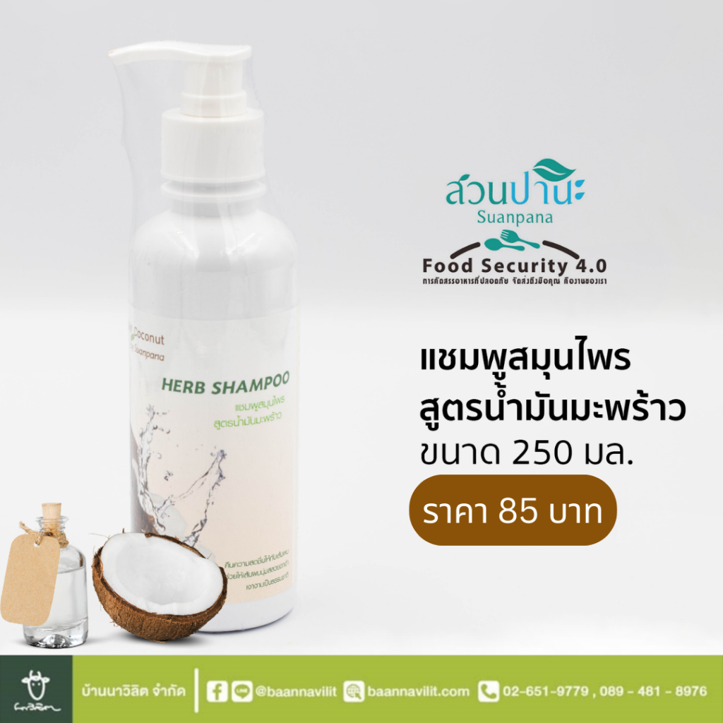 แชมพูสมุนไพร สูตรน้ำมันมะพร้าว Slow Coconut (Herb Shampoo) 250 ml ...