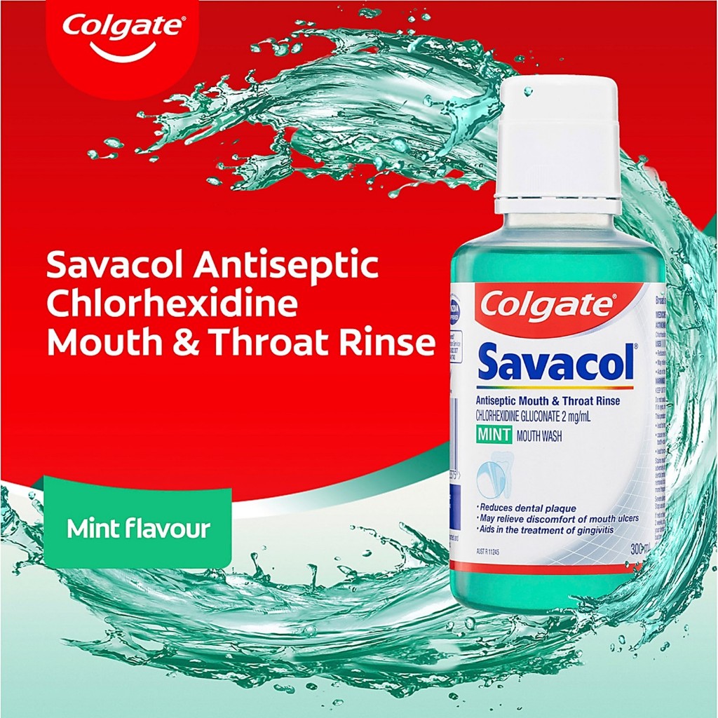 Colgate Savacol Antiseptic Mouth and Throat Rinse Mouthwash 300mL น้ำยาบ้วนปากสูตรพิเศษจากคอลเกต ...