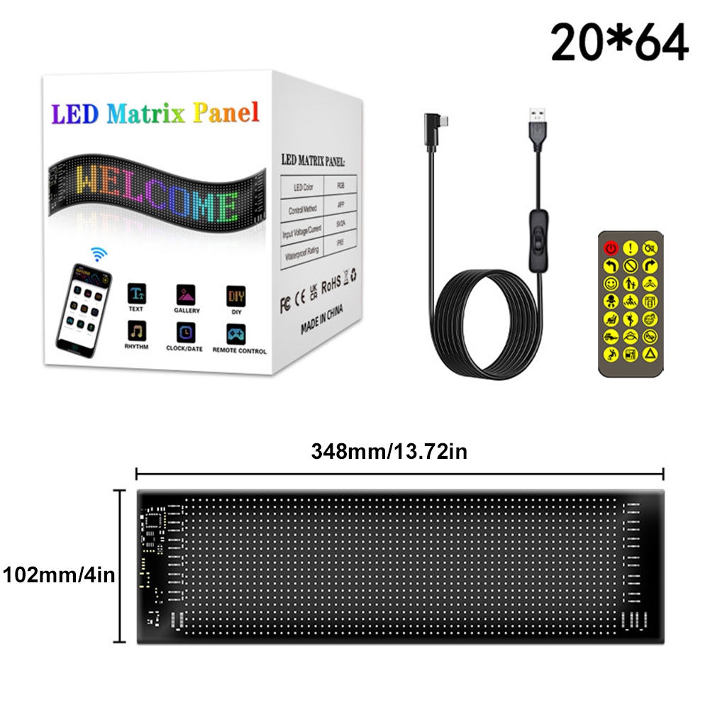 USB Car Display Scrolling LED Signs 5V RGB Pattern Graffiti Scrolling ...