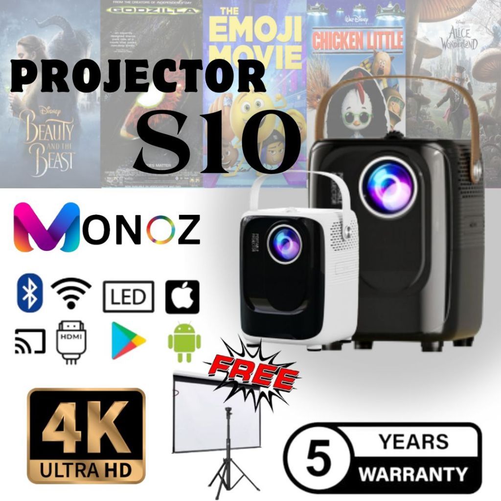แบบพกพา PROJECTOR S10 มีการเชื่อมต่อ Bluetooth Wifi USB HDMI ...