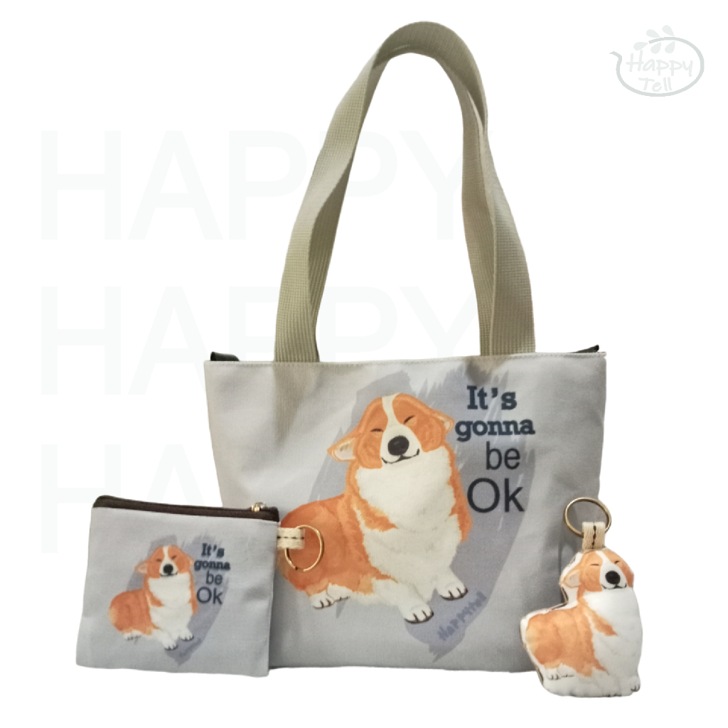 Happy Tell ชุดกระเป๋าถือสุดคุ้ม1 เซต ได้ 3 ชิ้น ผ้าแคนวาส Hand Bag Set ...