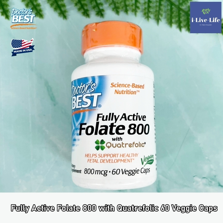 Doctor's Best - Fully Active Folate 800 with Quatrefolic 60 Veggie Caps ...