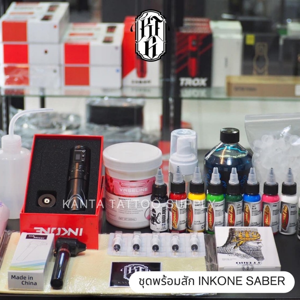 ชุดสักสุดคุ้ม INKONE SABER เครื่องสักไร้สาย ปรับสโตรกได้ พร้อมอุปกรณ์ ...