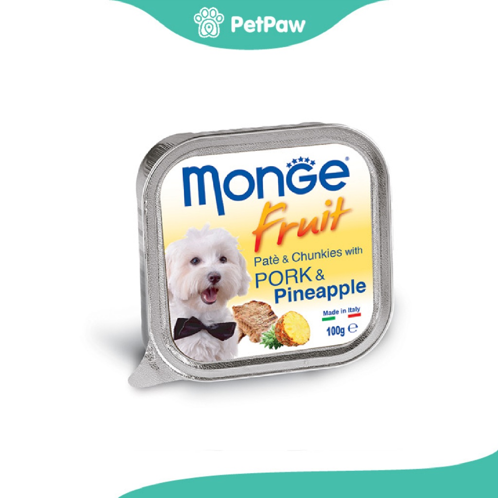 Monge Fruit - Pate and Chunkies อาหารเปียกสุนัข หมูและสับปะรด 100กรัม ...