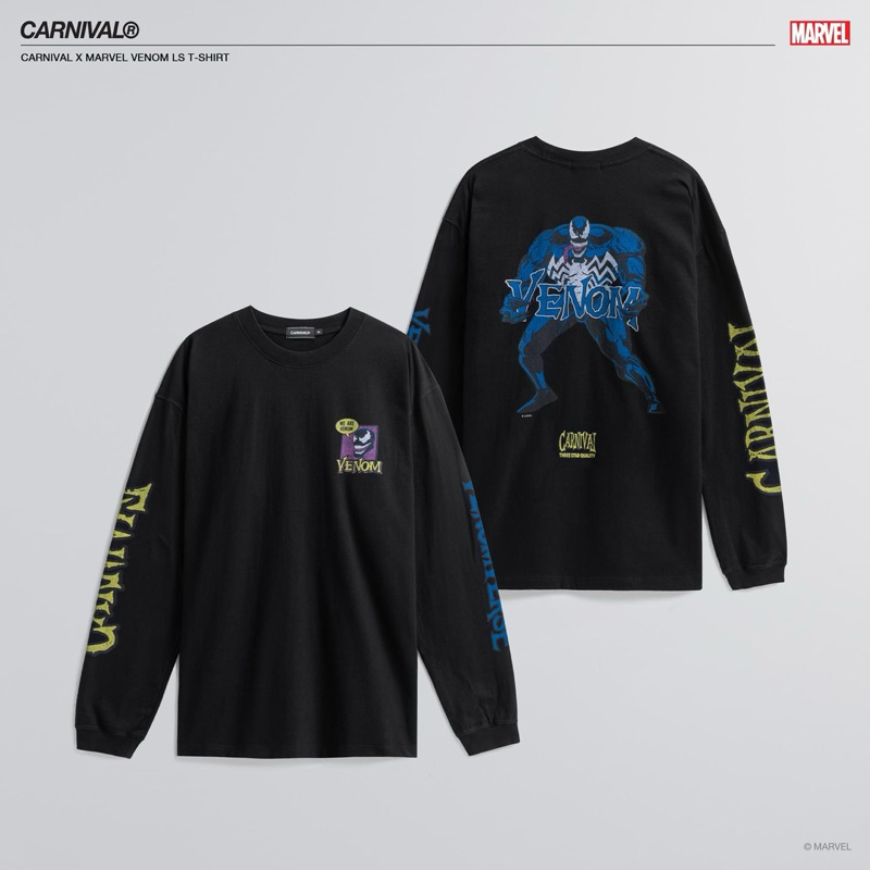 CARNIVAL X MARVEL VENOM LS T-SHIRT BLACK (SIZE: L) | Shopee Thailand