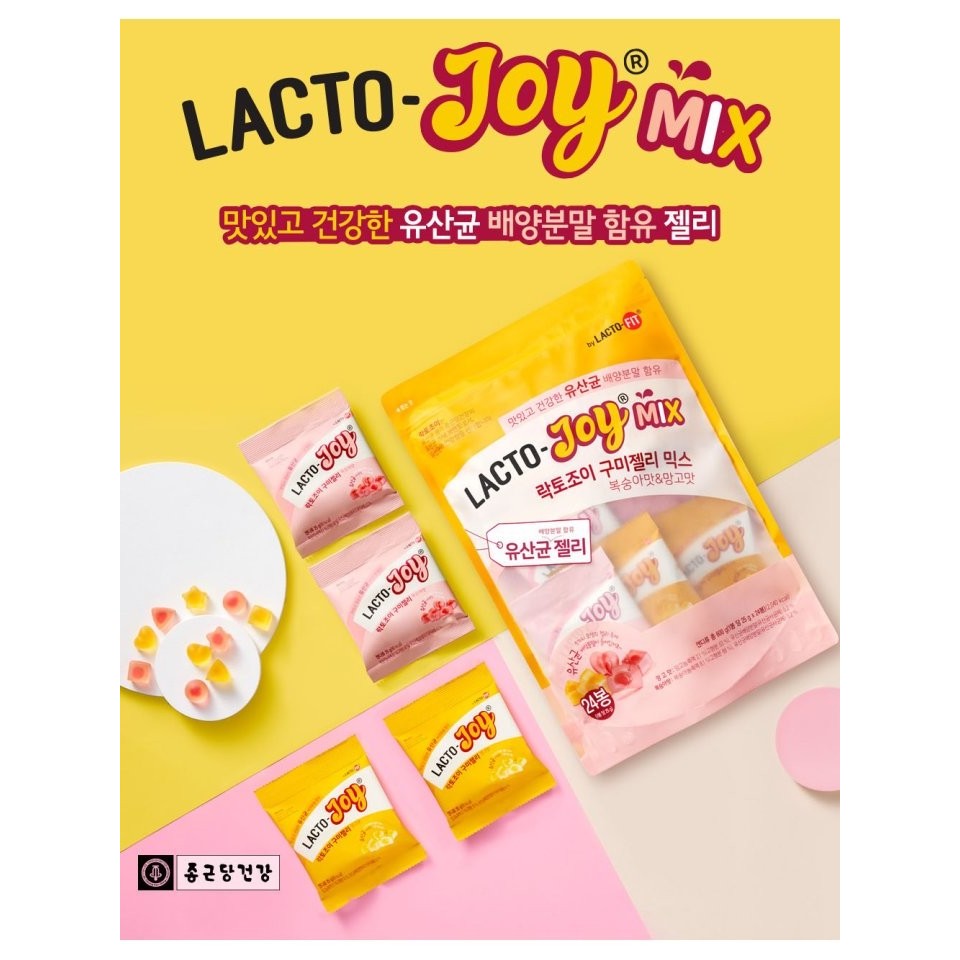 เยลลี่โพรไบโอติก Lacto Joy Mix by Lacto fit Gummy Jelly 25g (ห่อเล็ก) รสพีช/รสมะม่วง อร่อย มี ...