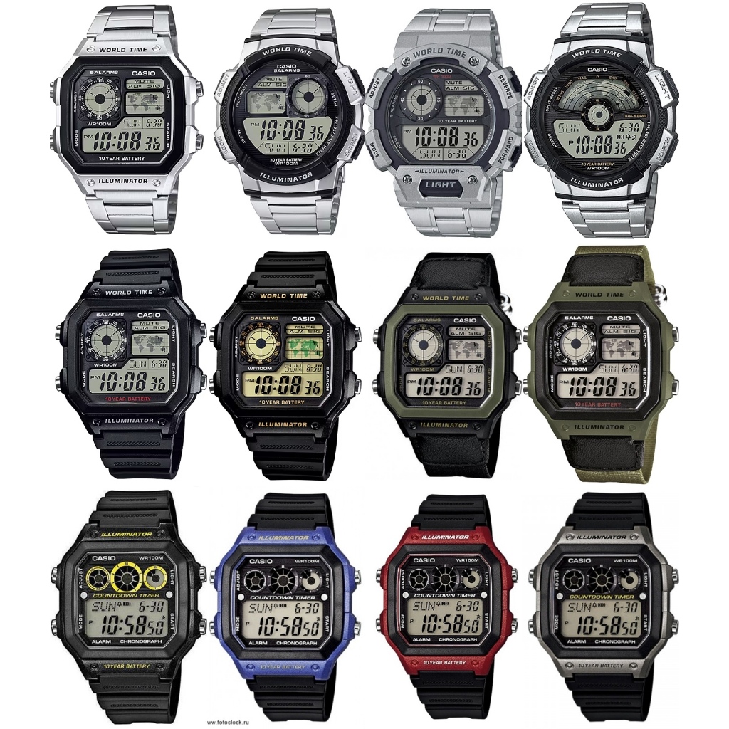 แท้ cmg แท้ศูนย์ 100% Casio Standard World time AE-1300 AE-1200 AE1200WH AE1000WHD AE1400WHD ...