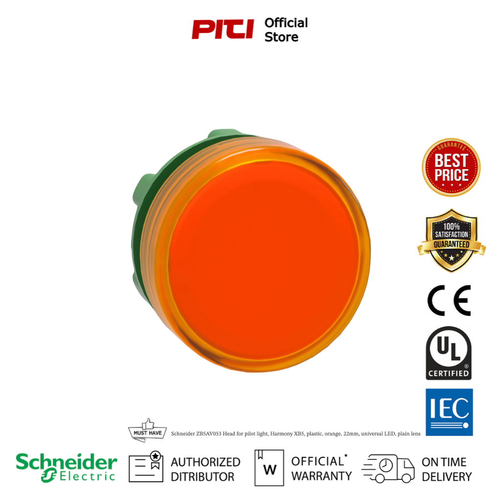 Schneider ZB5AV053 Head for pilot light, plastic, orange, 22mm ...