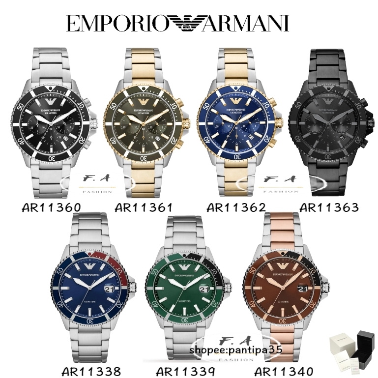 F.A Emporio Armani นาฬิกาข้อมือผู้ชายค่ะ Chronograph Stainless Steel ...