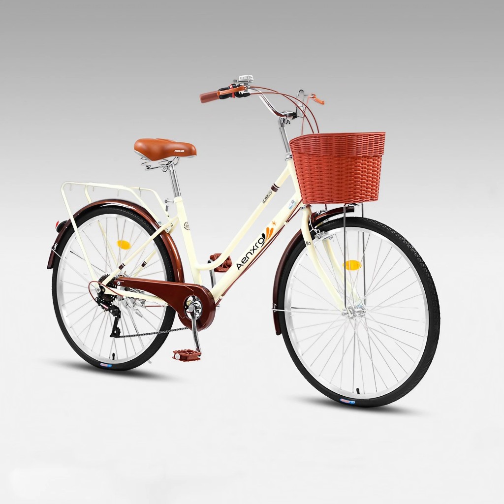 ANCHI จักรยานแม่บ้าน จักรยาน 24นิ้ว จักรยานผู้ใหญ่ แม่บ้าน ญี่ปุ่น เบาะนั่งสบายพร้อมตะกร้า ...